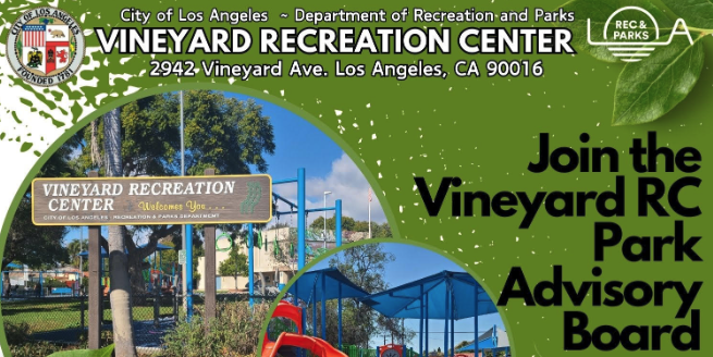 Join The Vineyard Recreation Center Park Advisory Board | West Adams ...